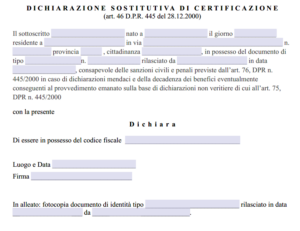 AUTOCERTIFICAZIONE CODICE FISCALE WORD E PDF - MODULO